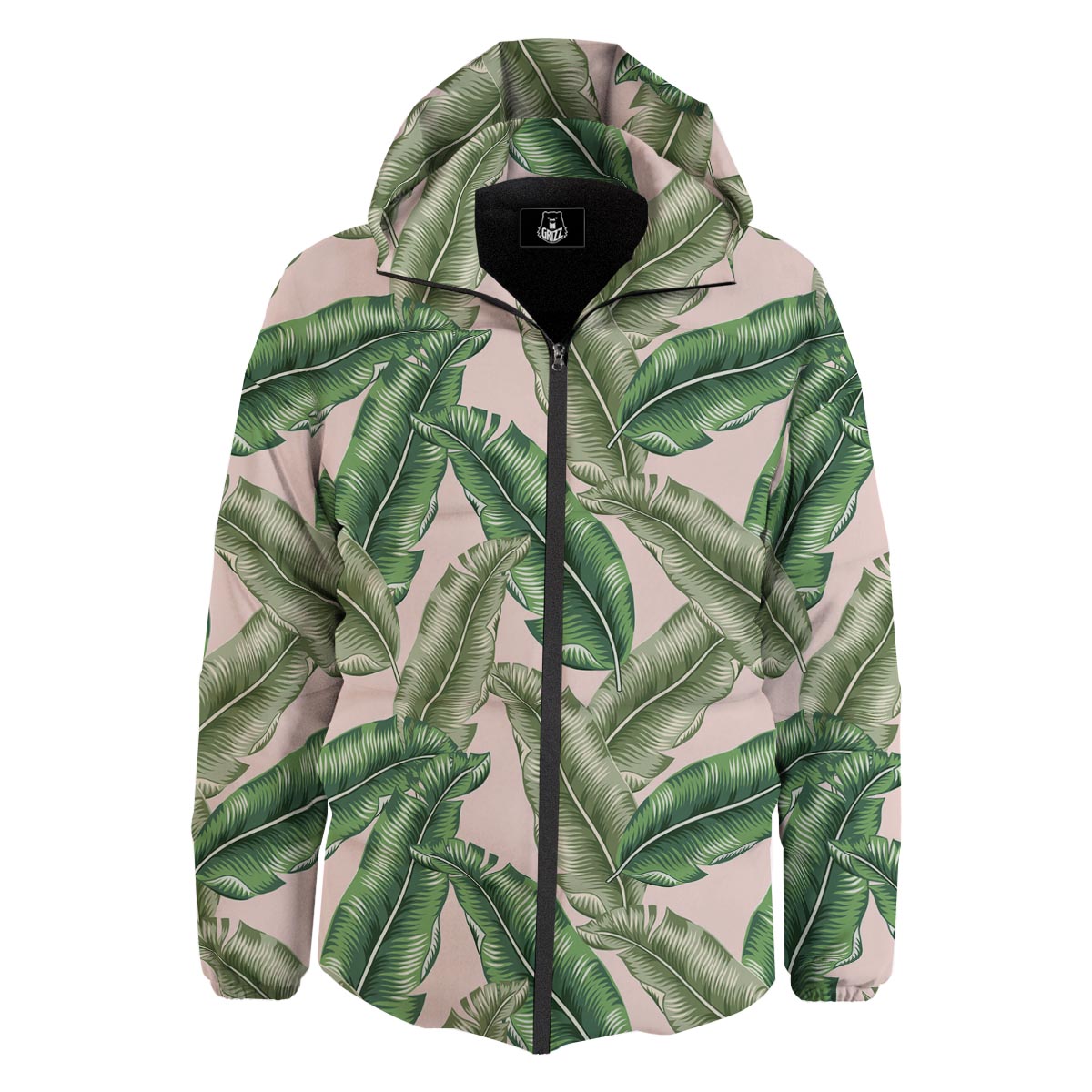 Banana Leaves Tropical Print Pattern Down Jacket