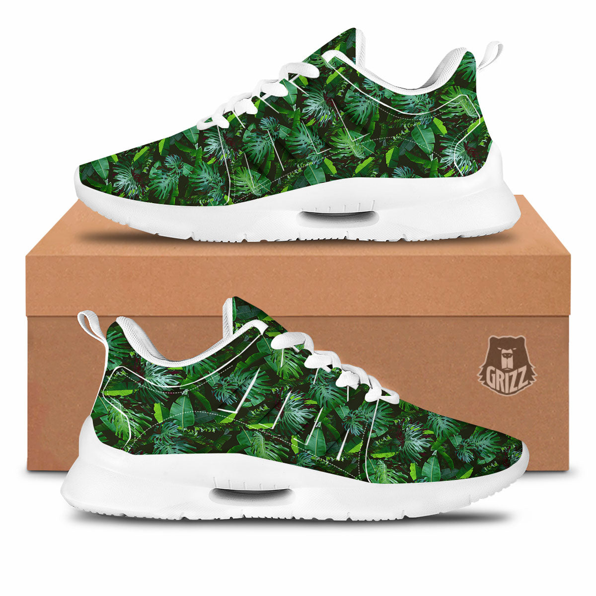 Banana Palm Leaf Green Tropical Print Tennis Shoes