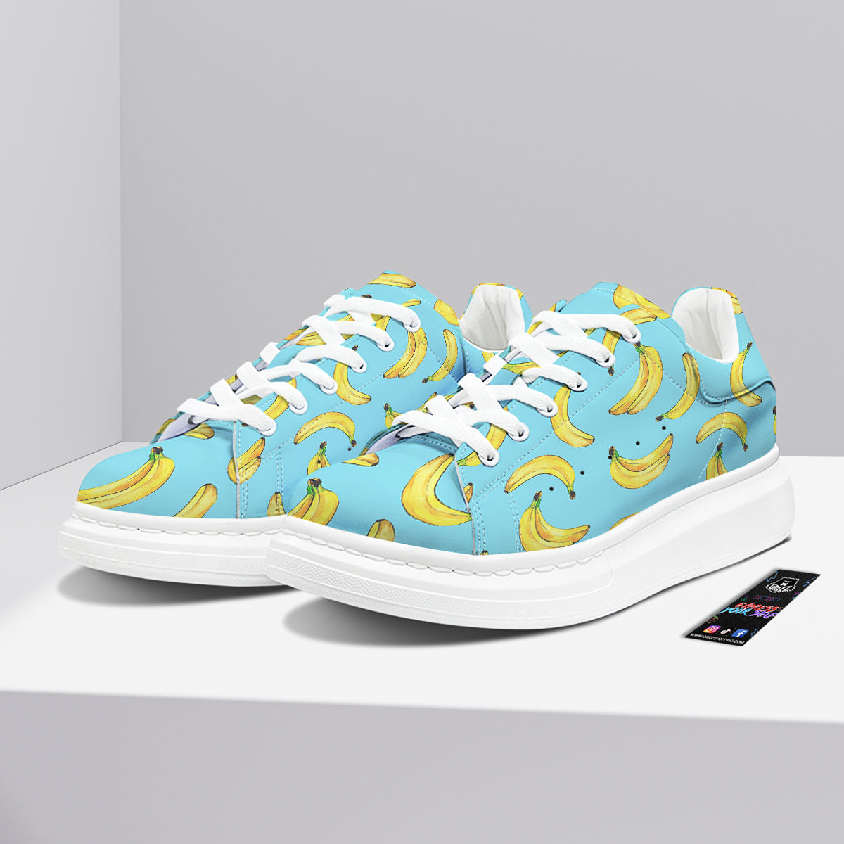 Banana Watercolor Print Pattern Platform Shoes