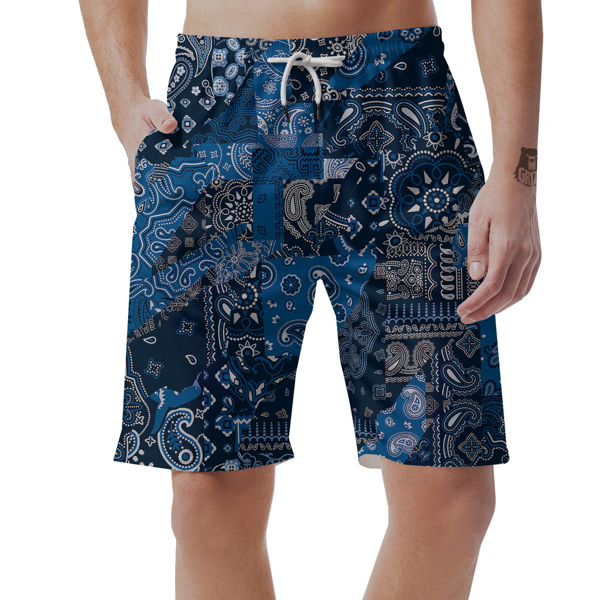 Bandana Blue Paisley Print Pattern Men's Shorts