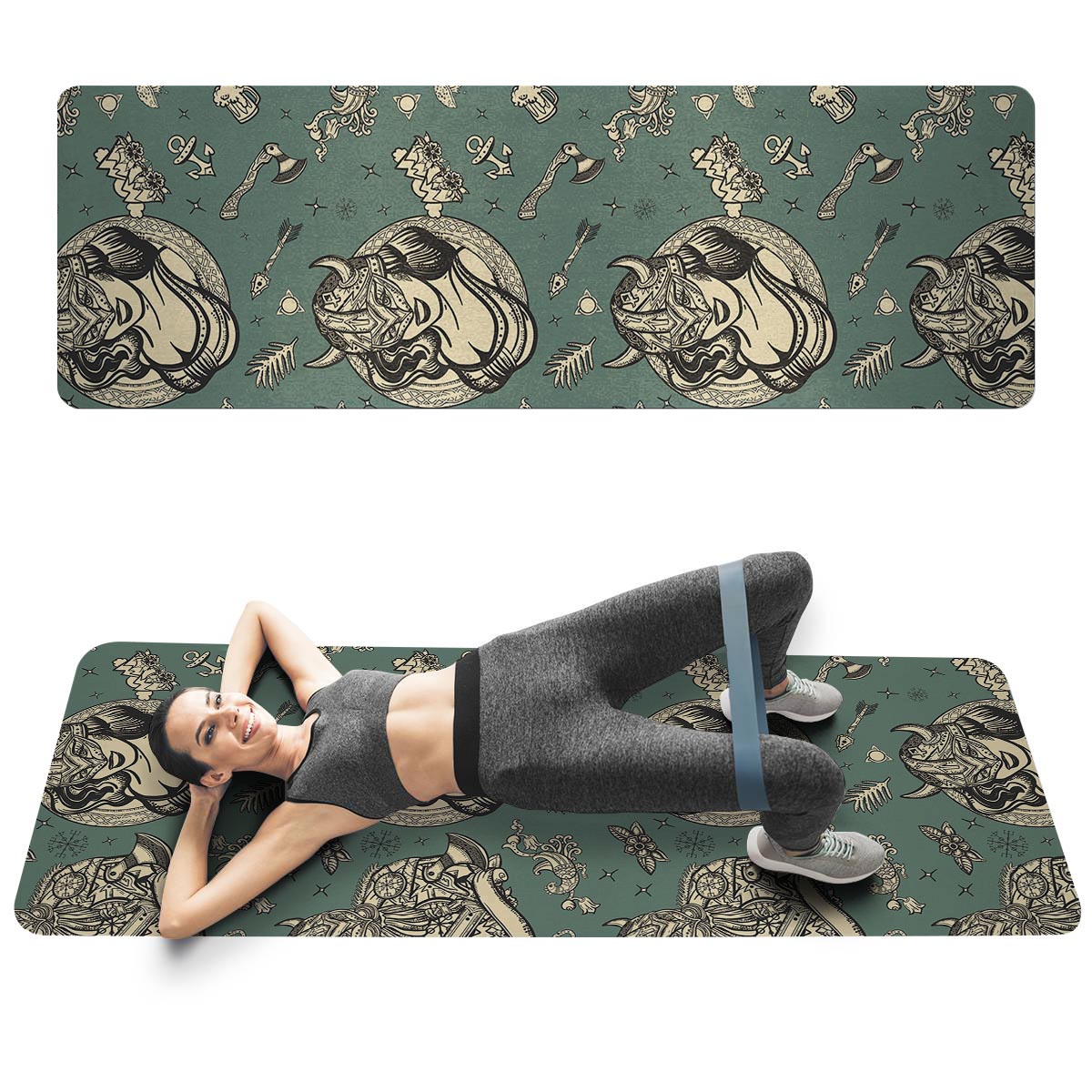 Barbarian Warrior Viking Norse Thin Yoga Mat