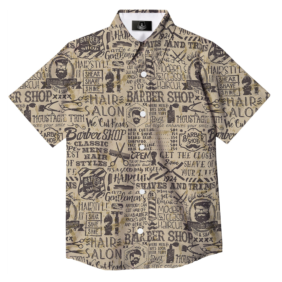 Barber Vintage Color Print Pattern Button Up Shirt