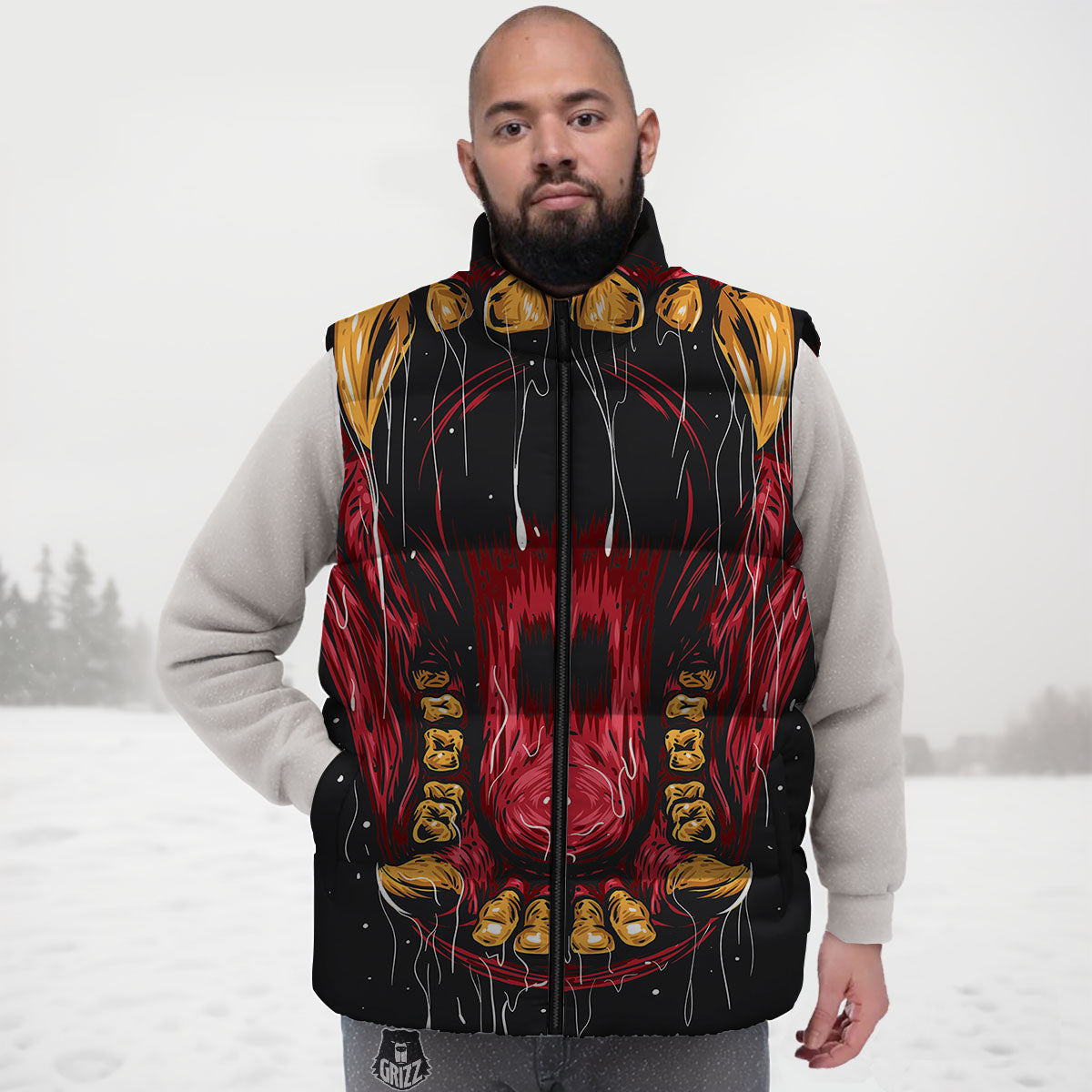 Beast Mouth Open Print Down Vest