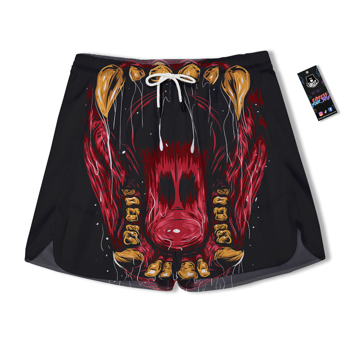 Beast Mouth Open Print Men's Running Shorts