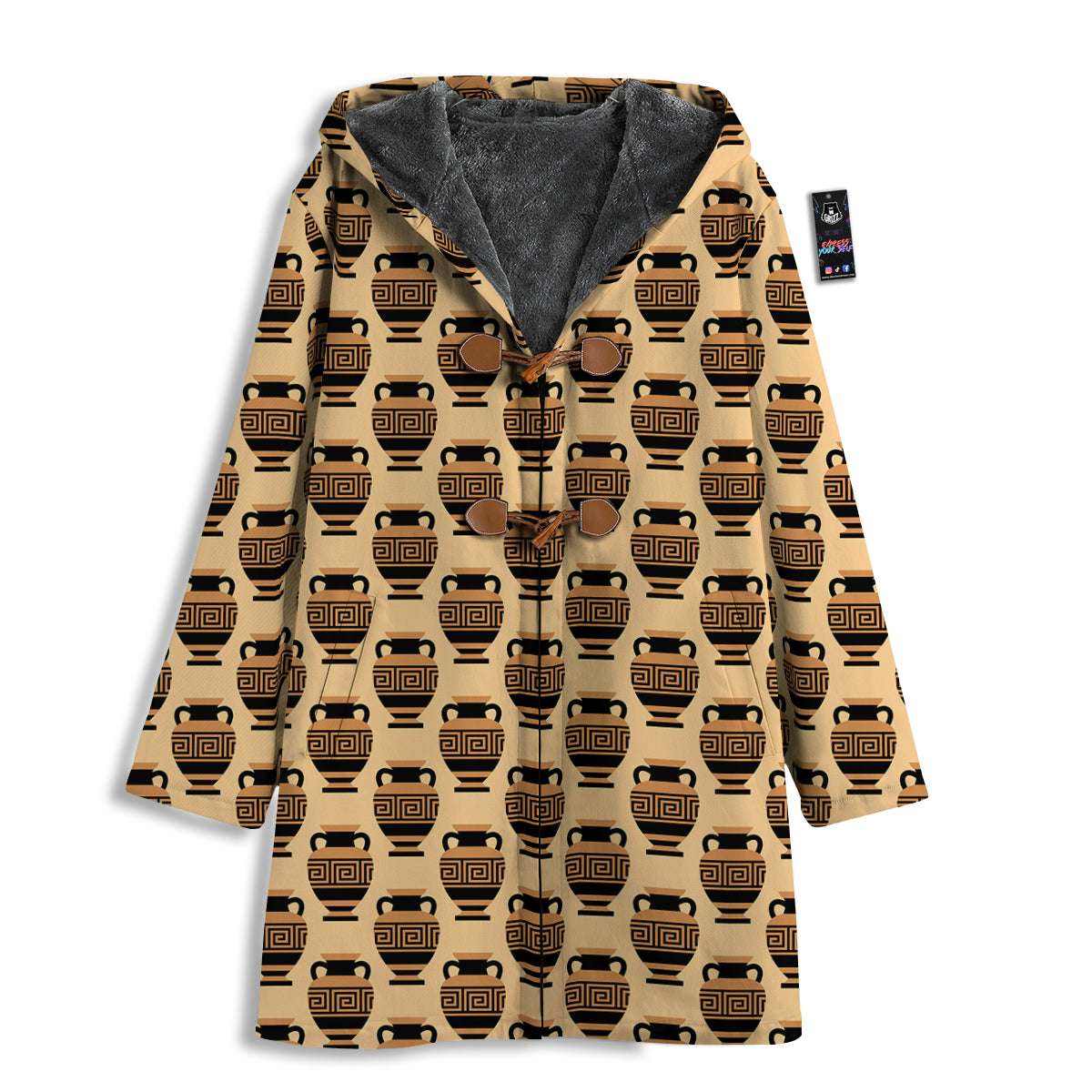 Beige Amphora Greek Print Pattern Men's Windbreaker Jacket