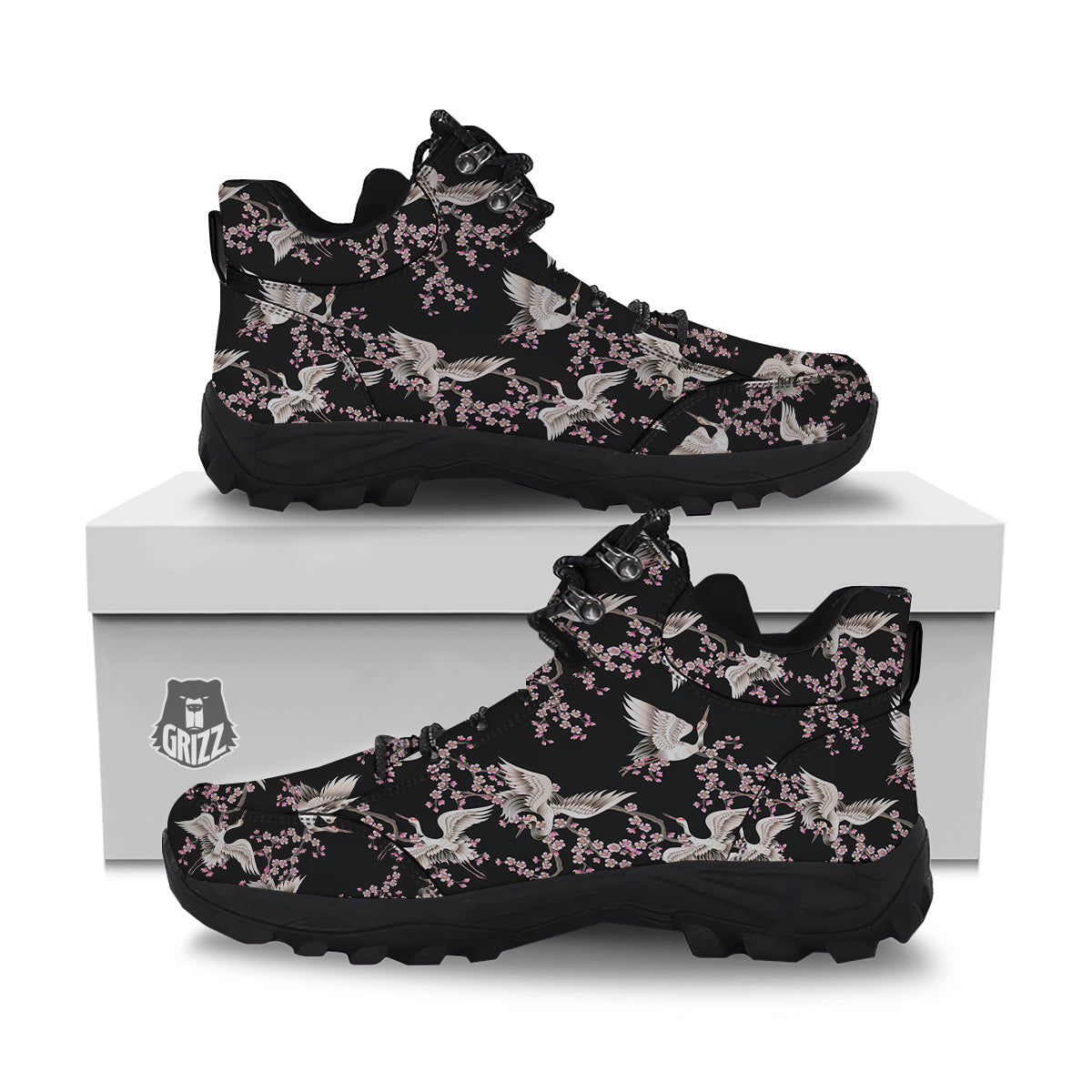 Bird Crane Watercolor Print Pattern Hiking Shoes
