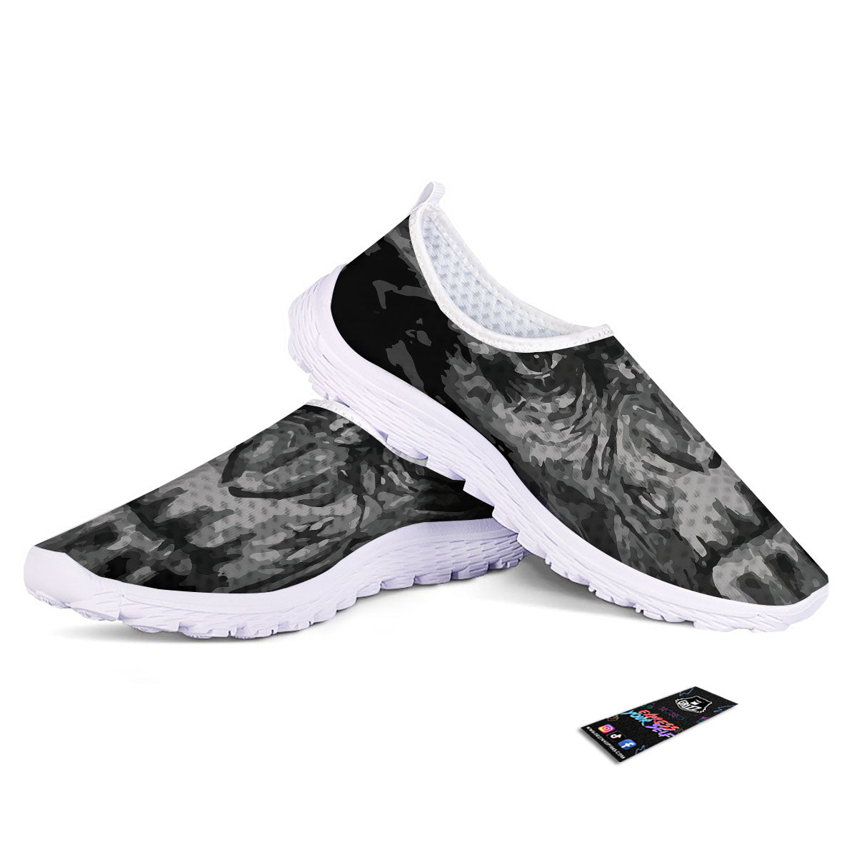 Black And Grey Face Chimpanzee Print Nurse Shoes