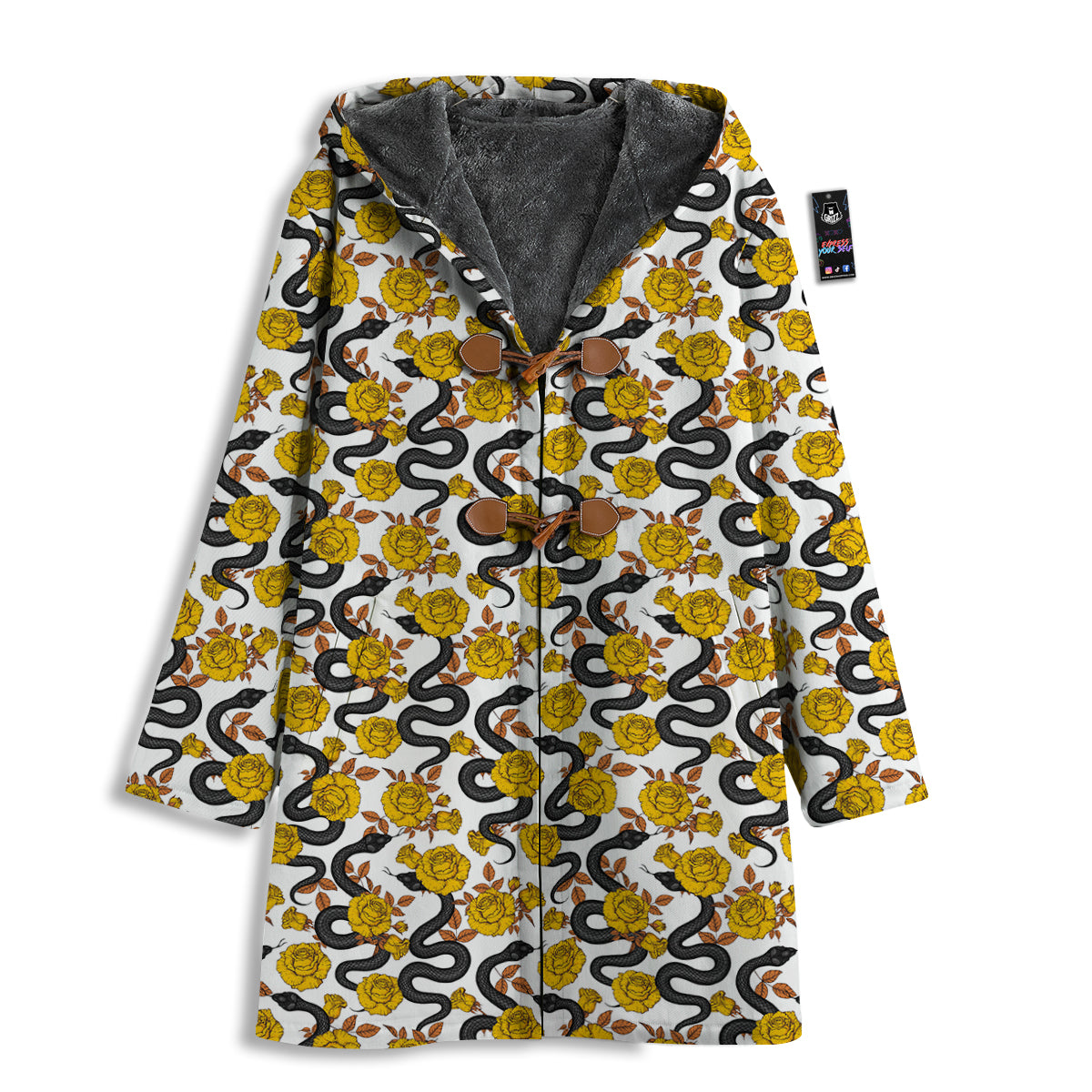 Black Snake And Gold Rose Print Pattern Men's Windbreaker Jacket