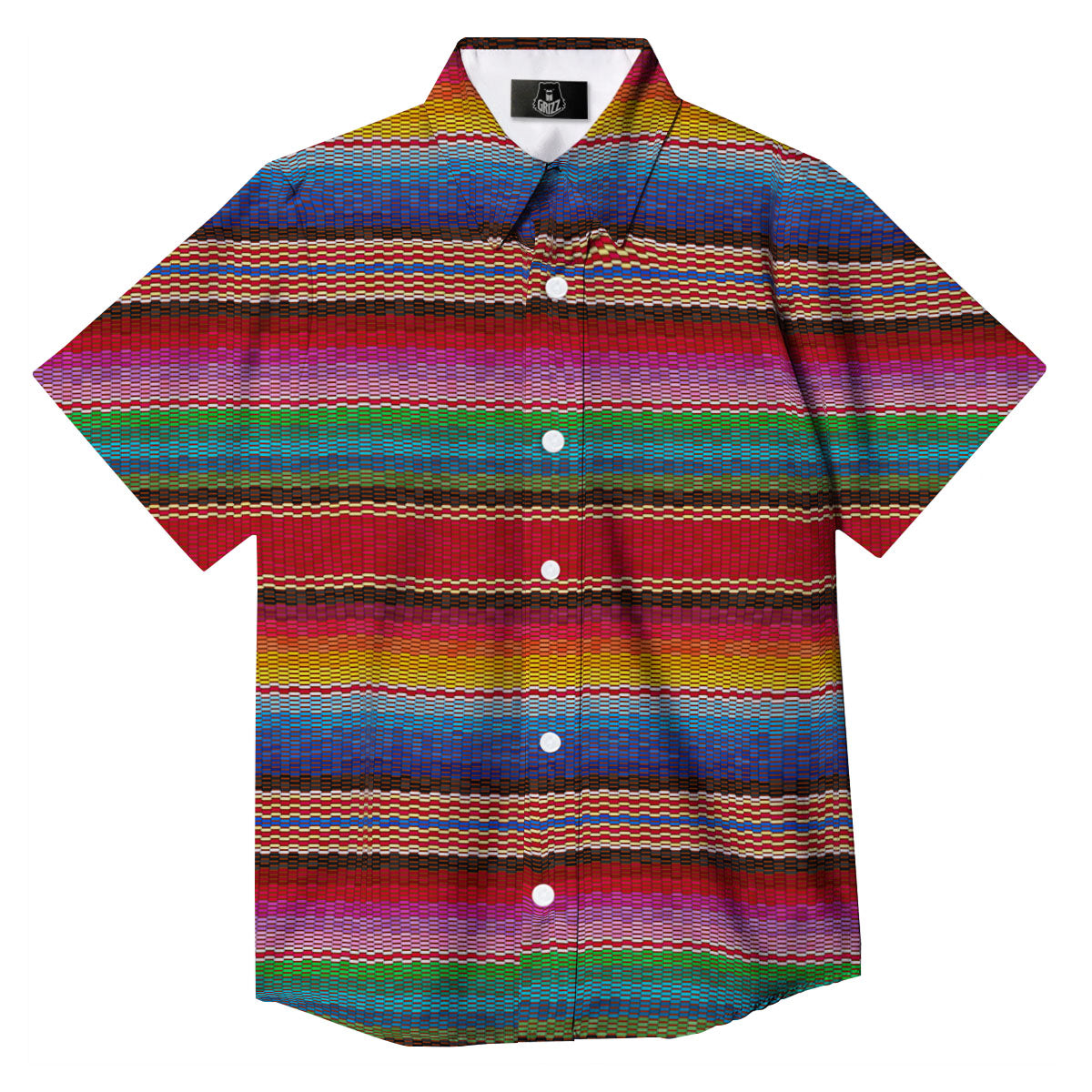 Blanket Mexican Colorful Print Pattern Button Up Shirt