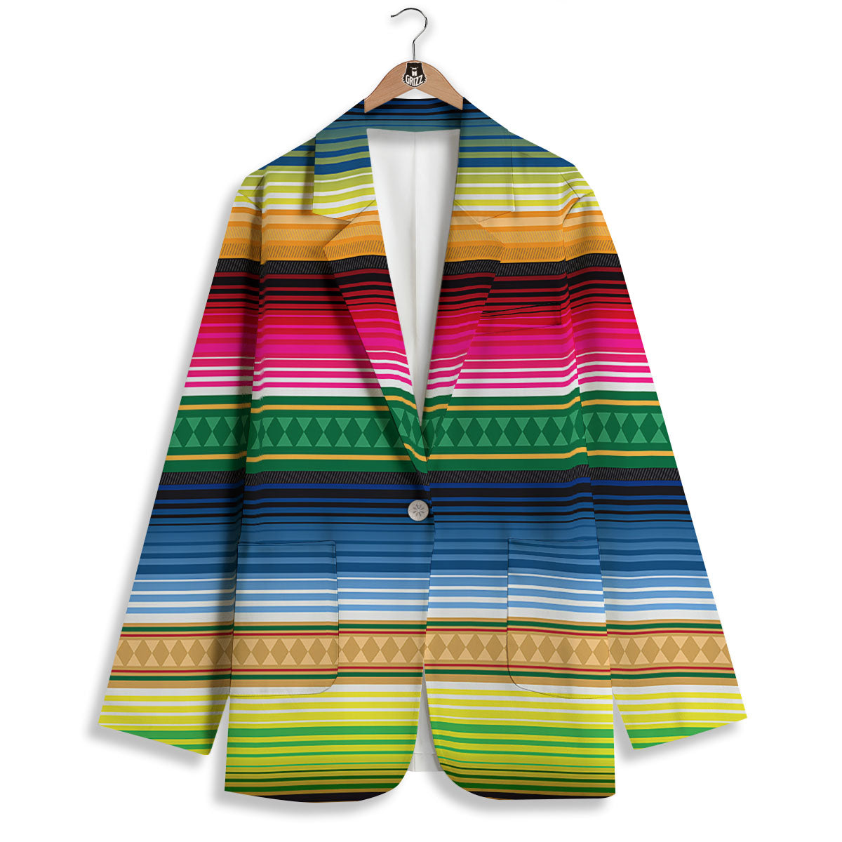 Blanket Mexican Striped Print Pattern Women's Blazer