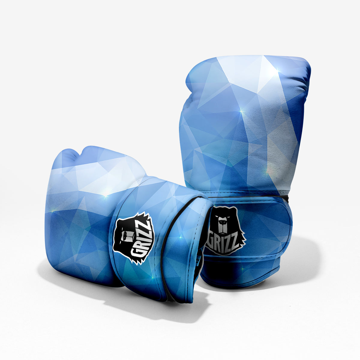 Blue Abstract Shining Ice Print Pro Boxing Glove
