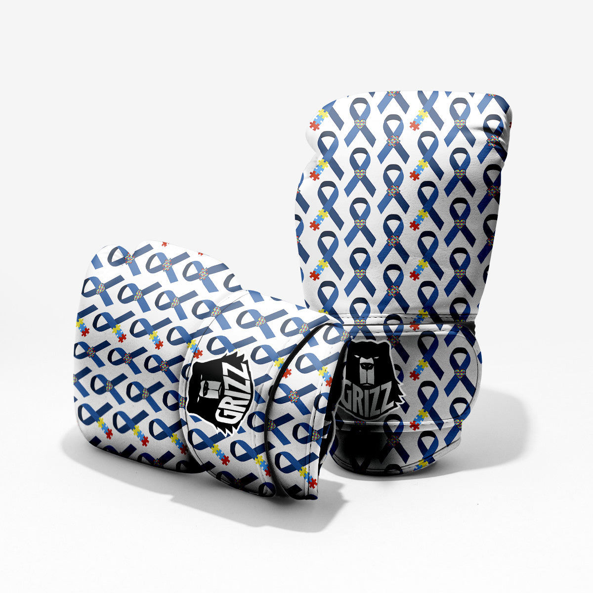 Blue Autism Awarenes Print Pattern Pro Boxing Glove