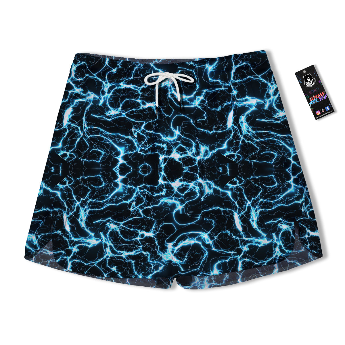 Blue Lightning Explosion Print Pattern Men's Running Shorts