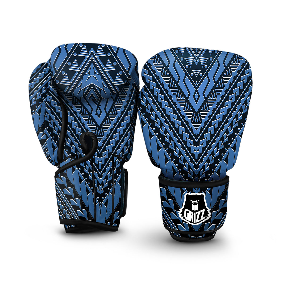 Blue Maori Boxing Gloves
