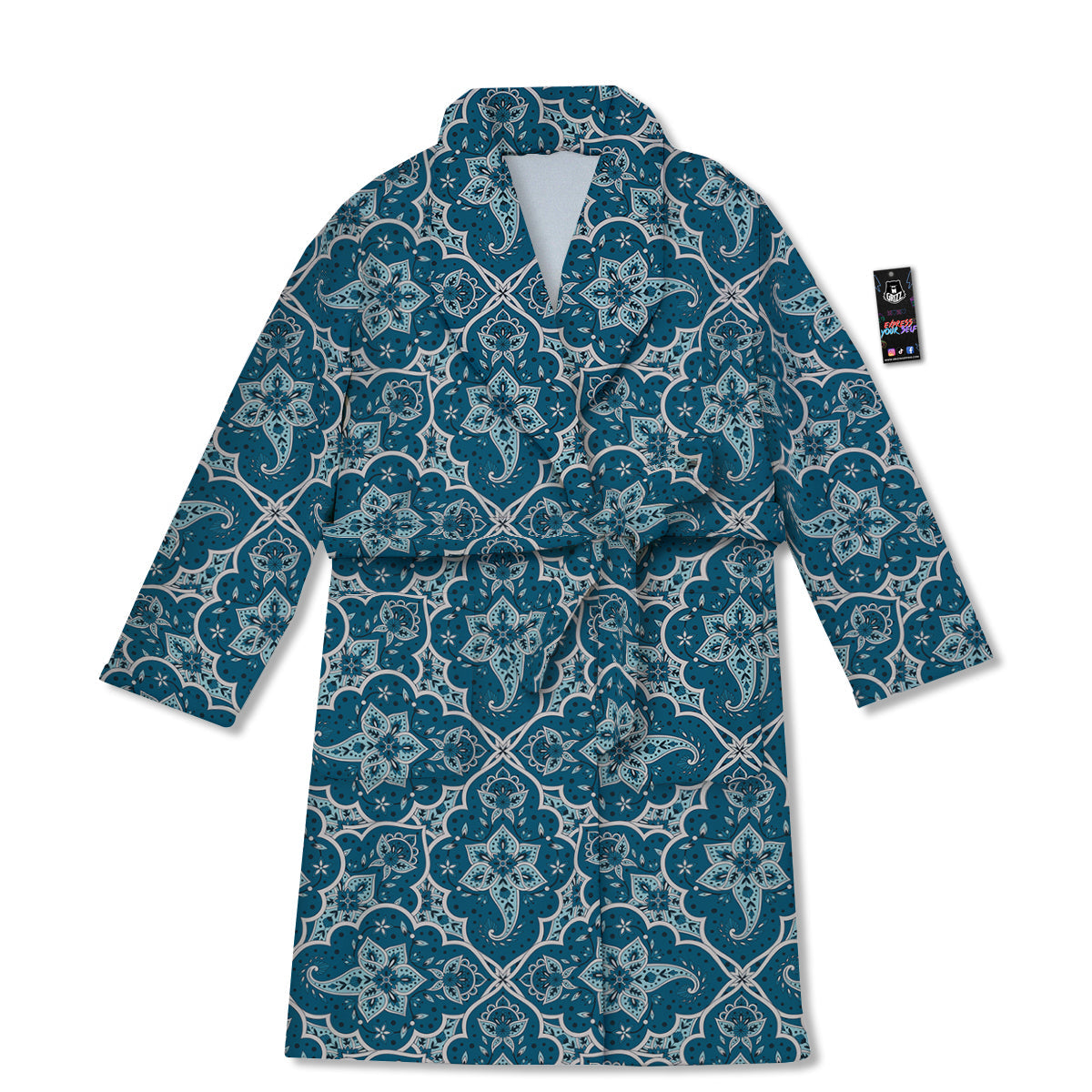 Bohemian Turquoise Floral Print Pattern Bathrobe