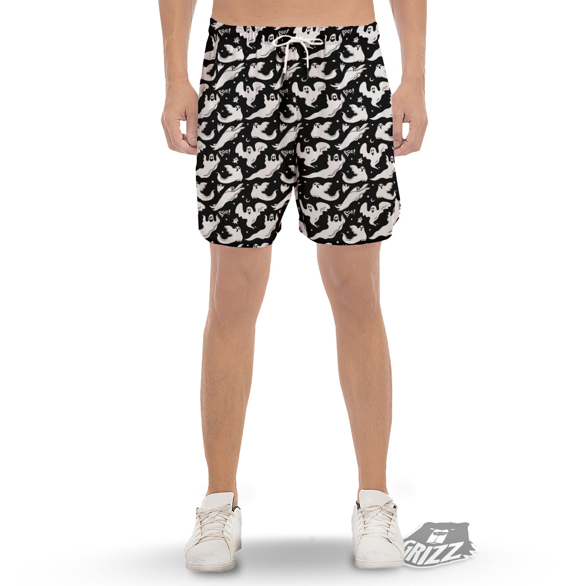 Boo Scary Ghost Print Pattern Men's Gym Shorts