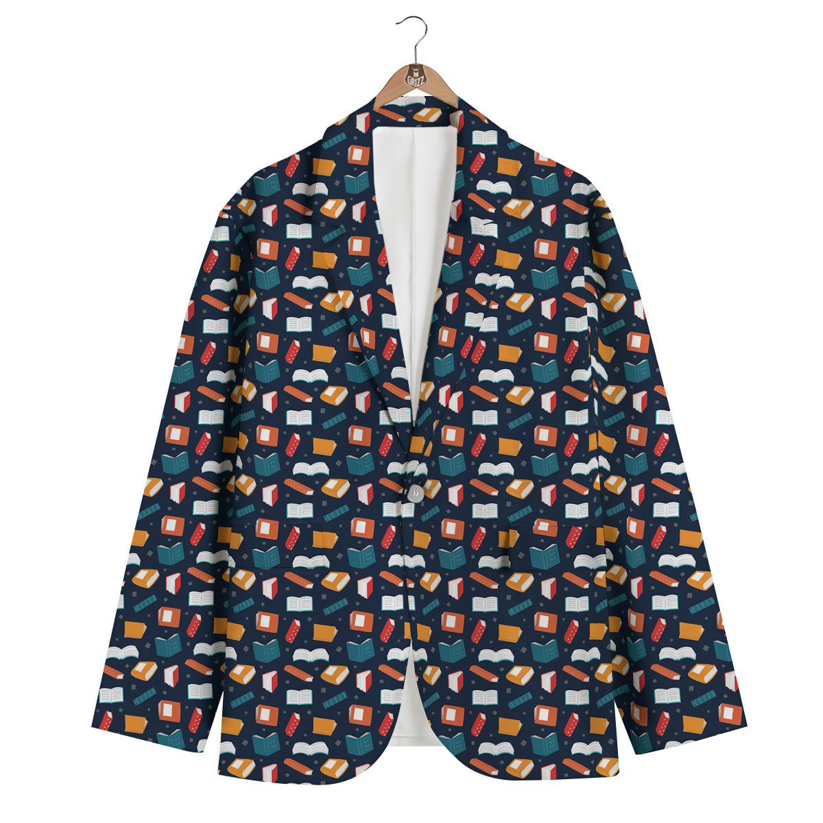Books Colorful Print Pattern Men's Blazer