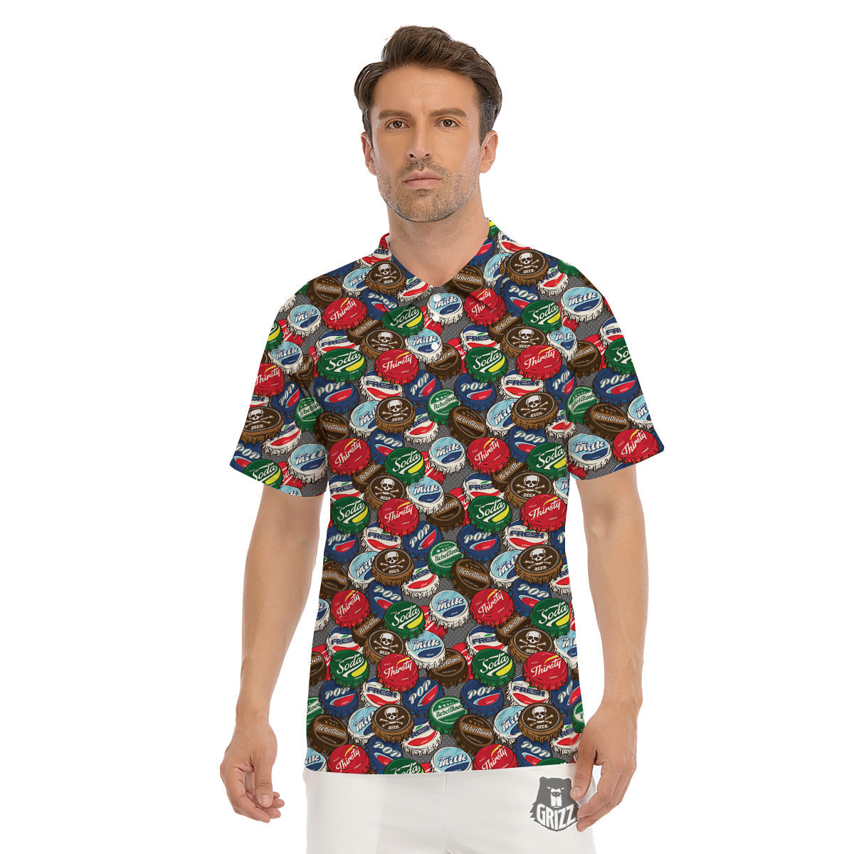 Bottle Caps Print Pattern Men's Golf Shirts