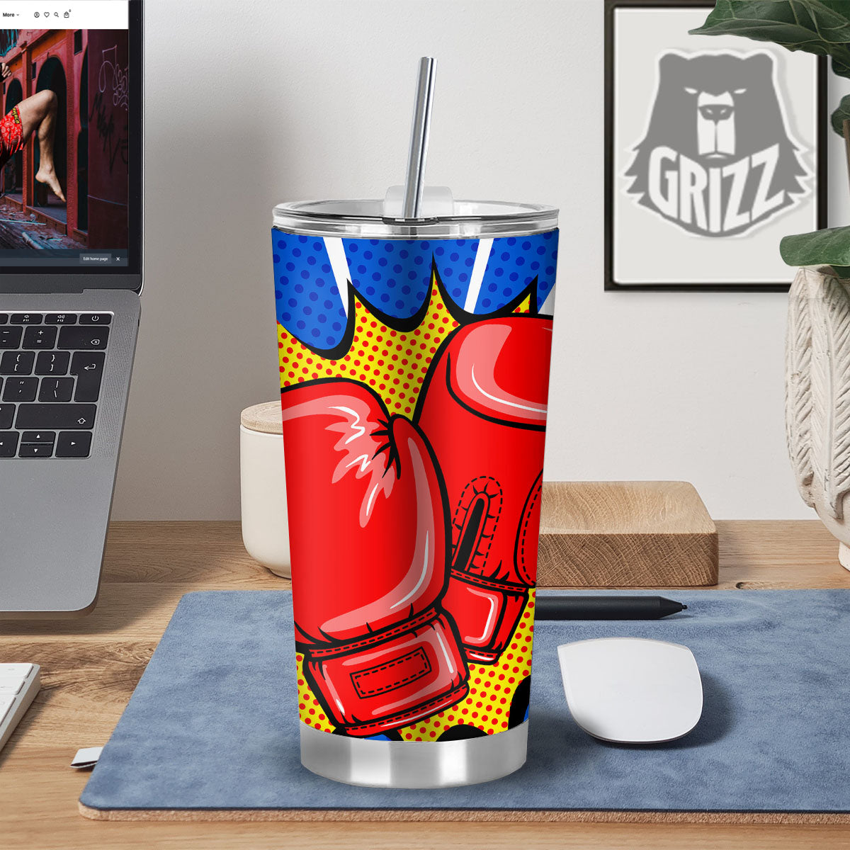Boxing Gloves Pop Art Print Tumbler