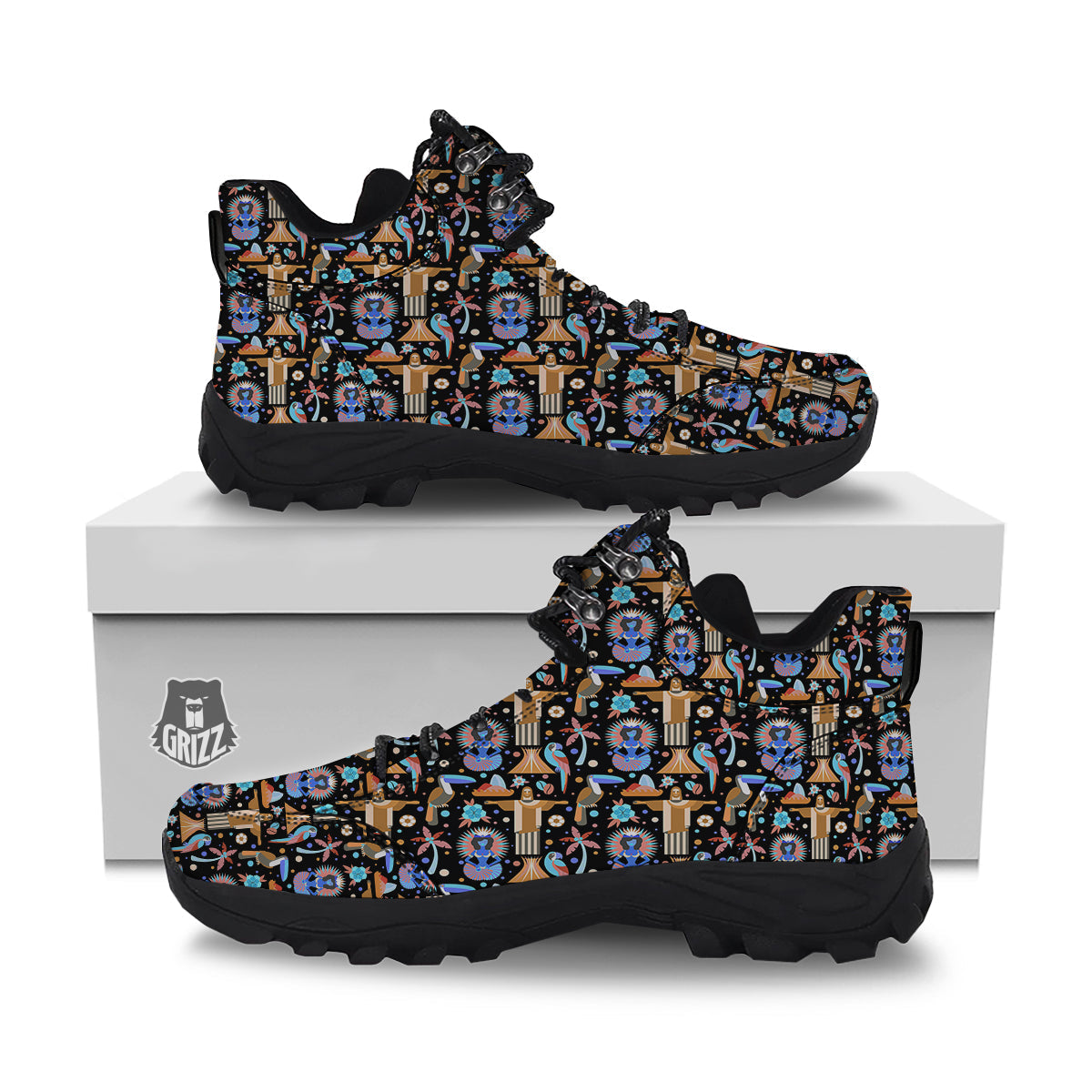 Brazil Symbols Country Print Pattern Hiking Shoes