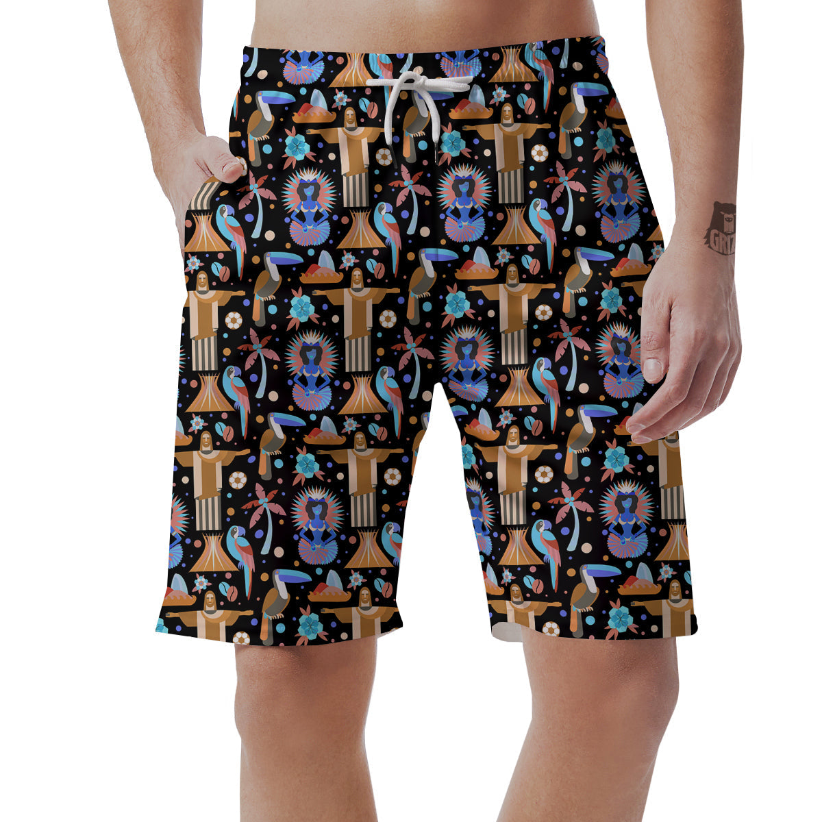 Brazil Symbols Country Print Pattern Men's Shorts