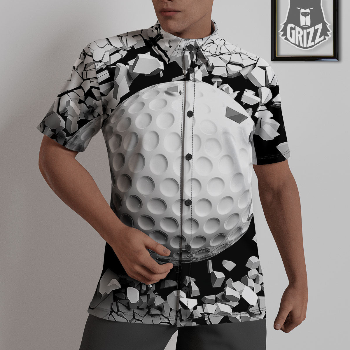 Breaking Wall Golf Ball Print Untucked Shirts