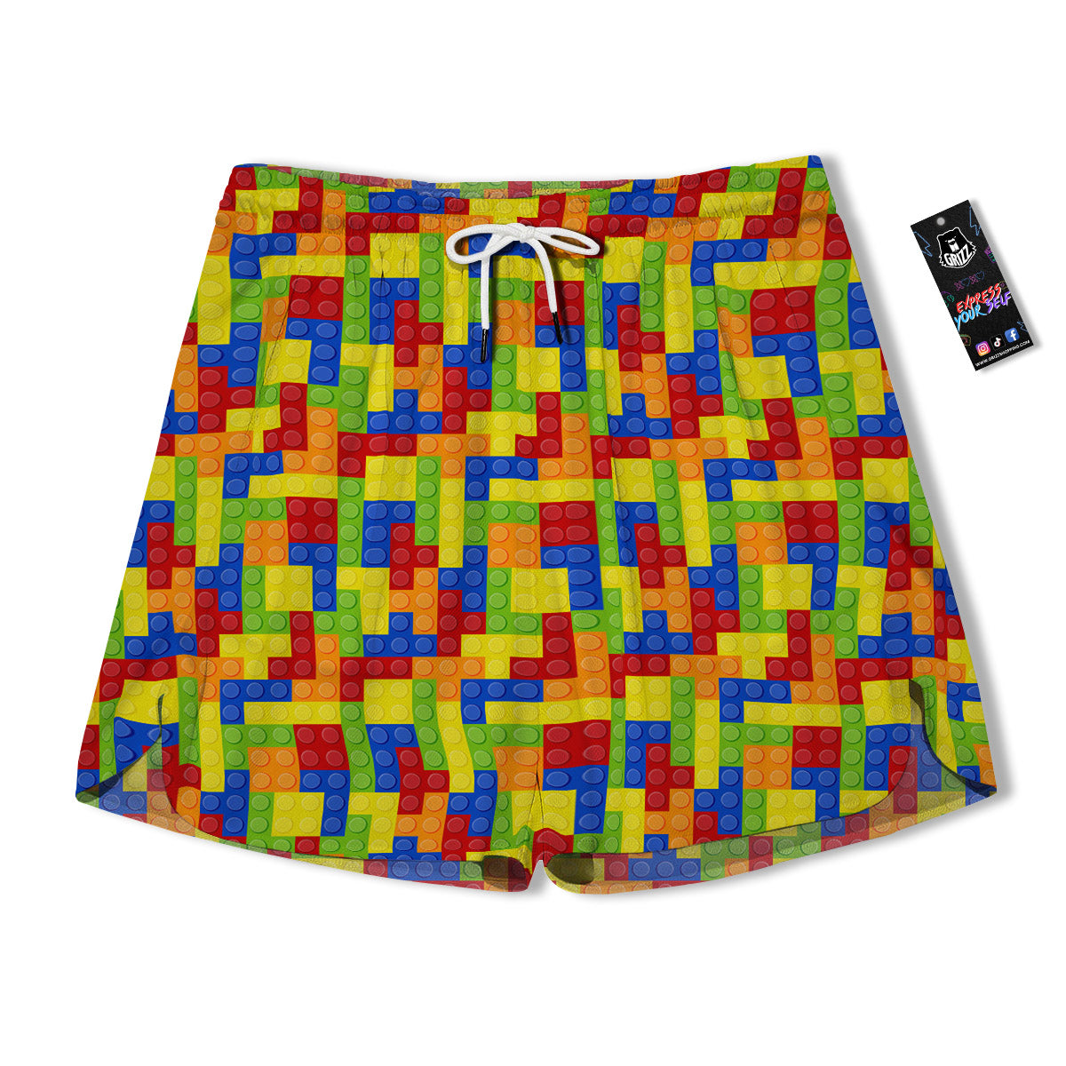 Building Blocks Colorful Print Pattern Men's Running Shorts