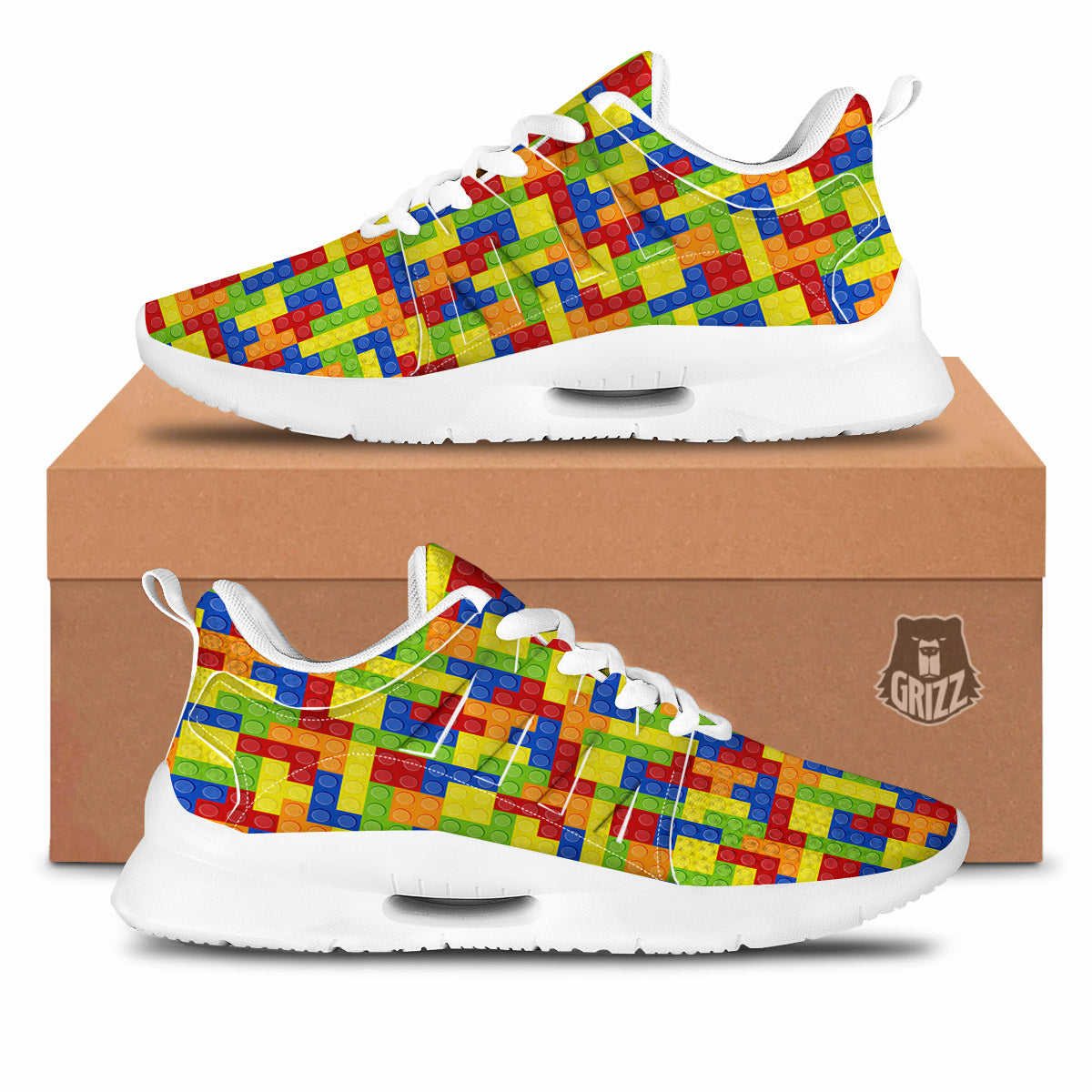 Building Blocks Colorful Print Pattern Tennis Shoes