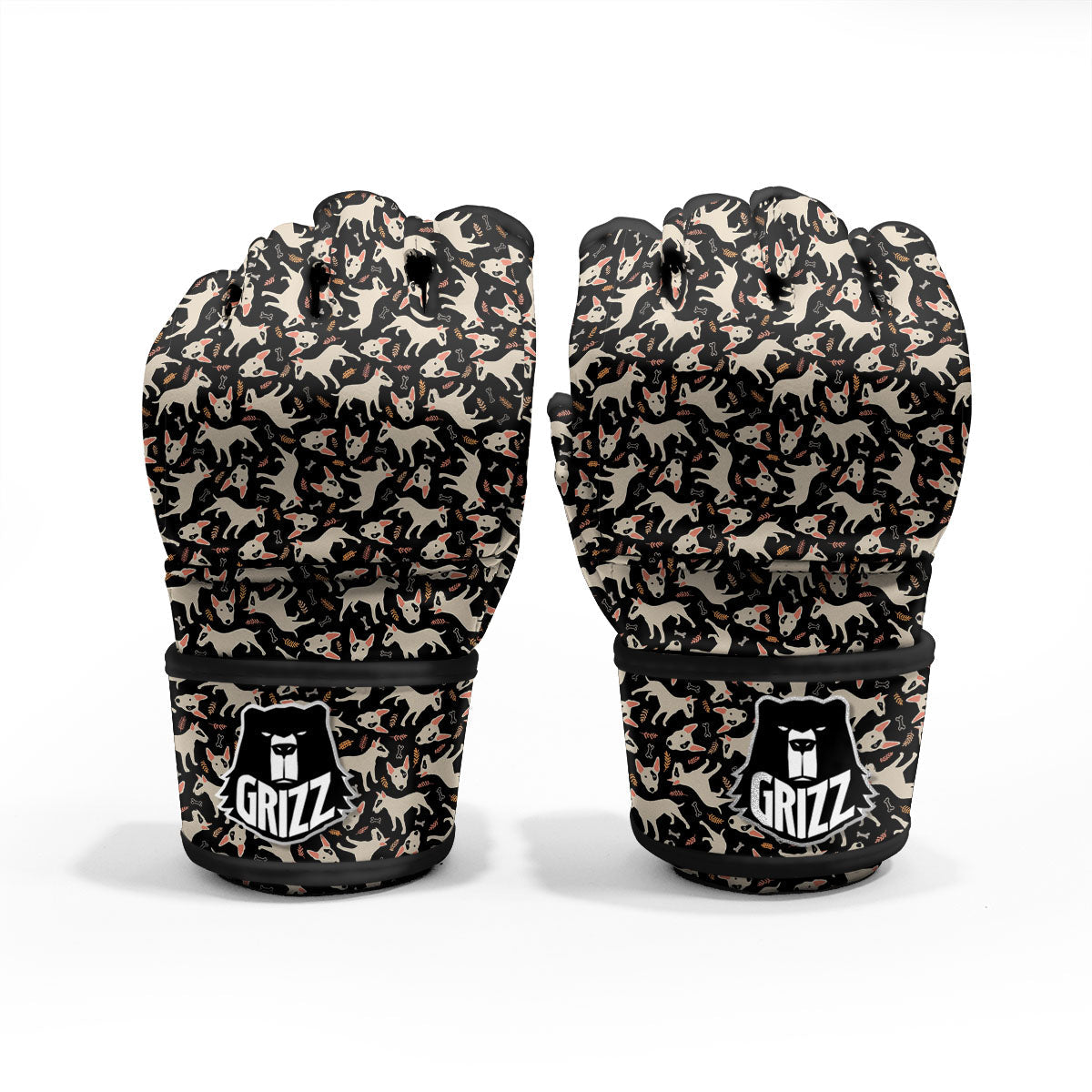 Bull Terrier Doodle Print Pattern MMA Gloves