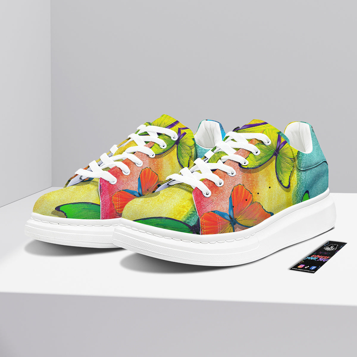 Butterfly Colorful Watercolor Print Platform Shoes