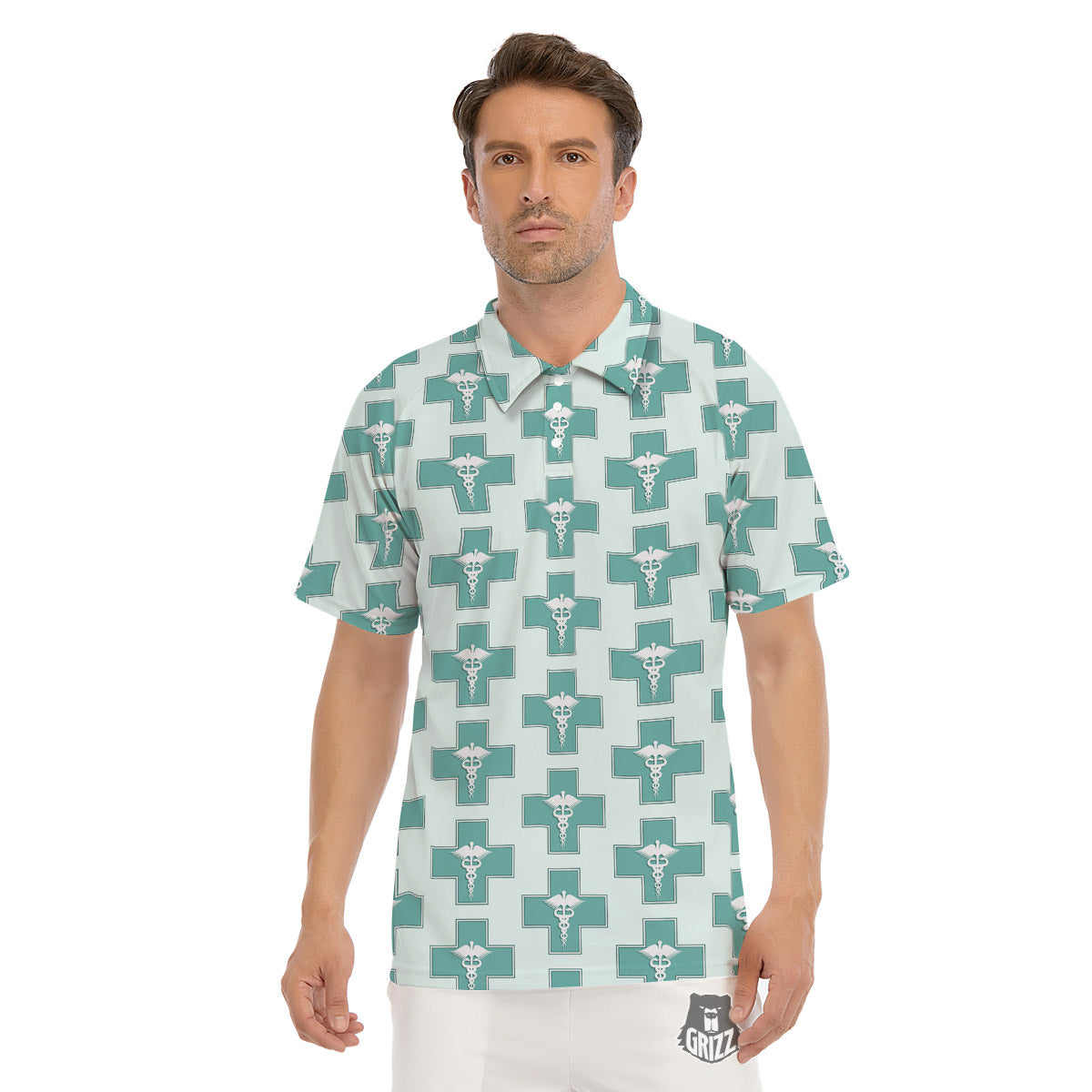 Caduceus Print Pattern Men's Golf Shirts