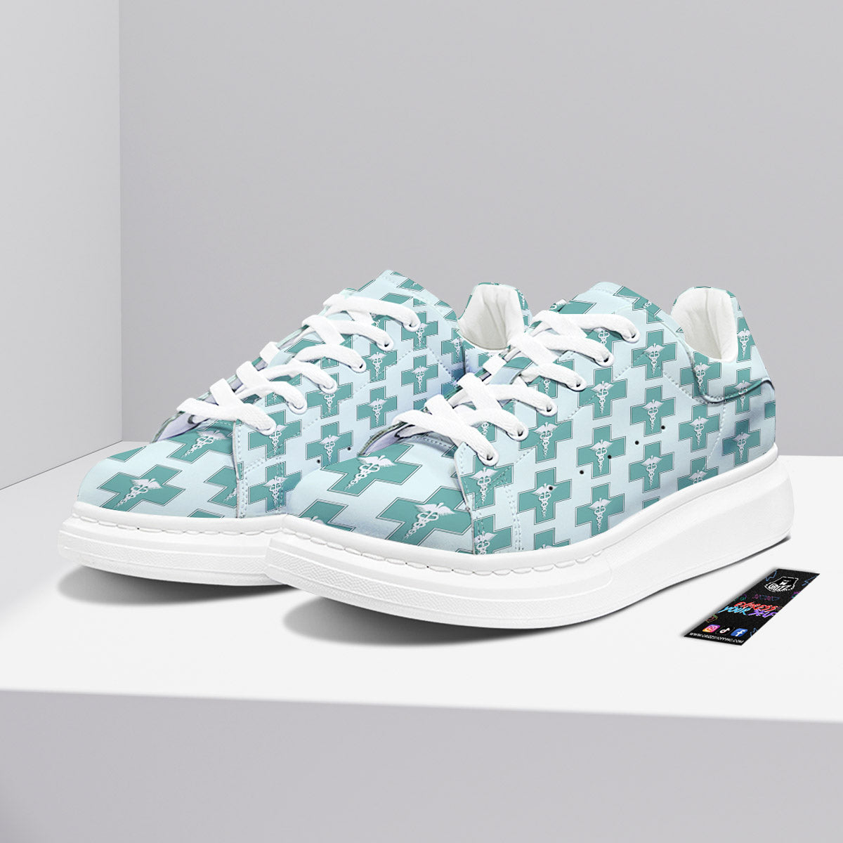 Caduceus Print Pattern Platform Shoes