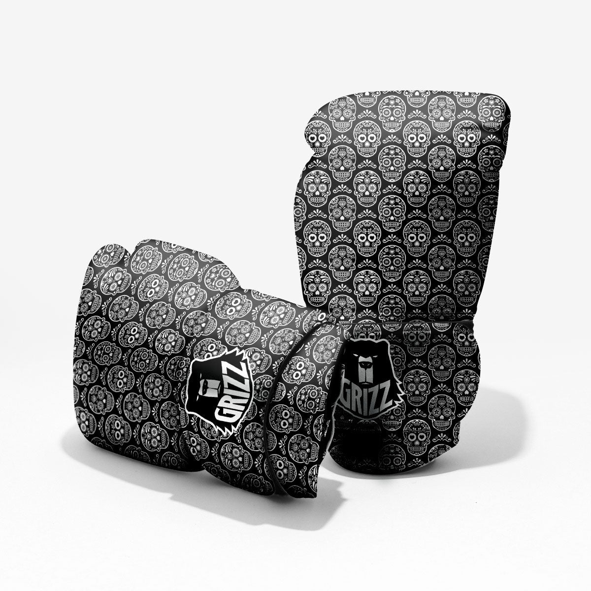 Calavera Skull White And Black Print Pro Boxing Glove