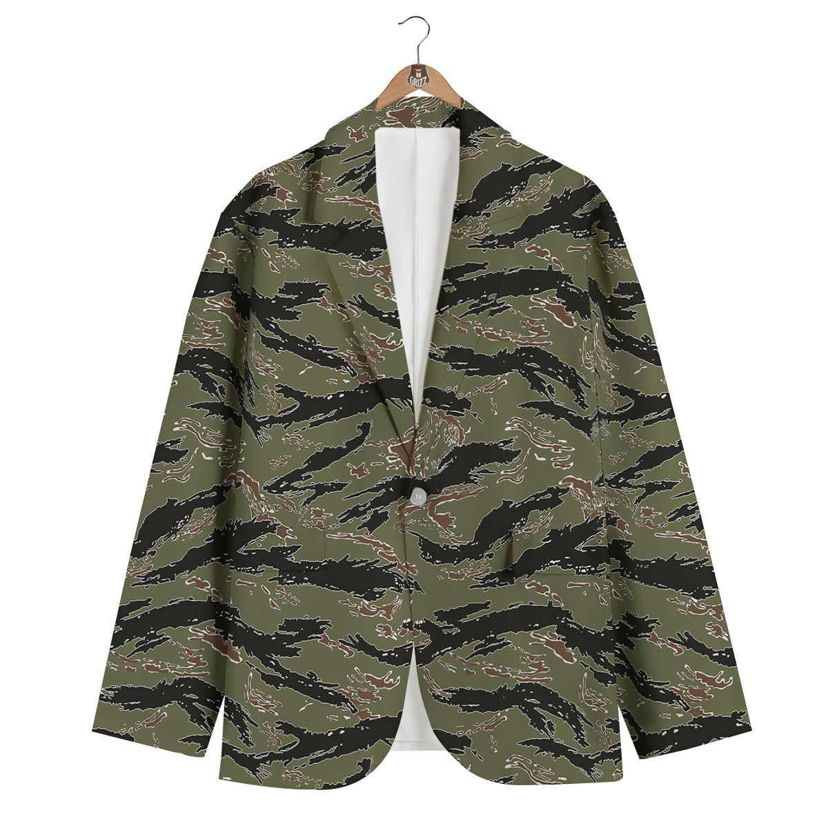 Camouflage Tiger Stripe Print Pattern Men's Blazer