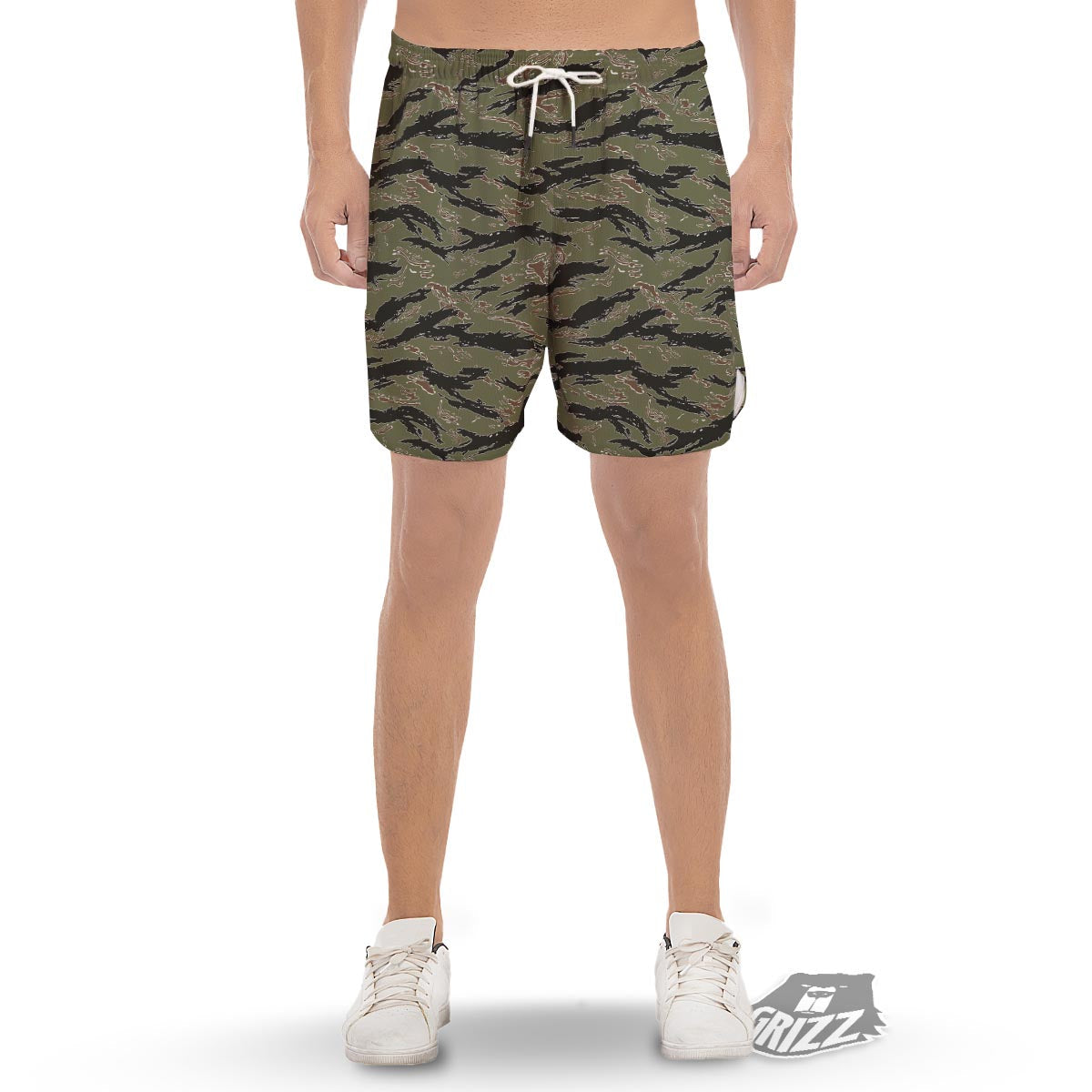 Camouflage Tiger Stripe Print Pattern Men's Gym Shorts