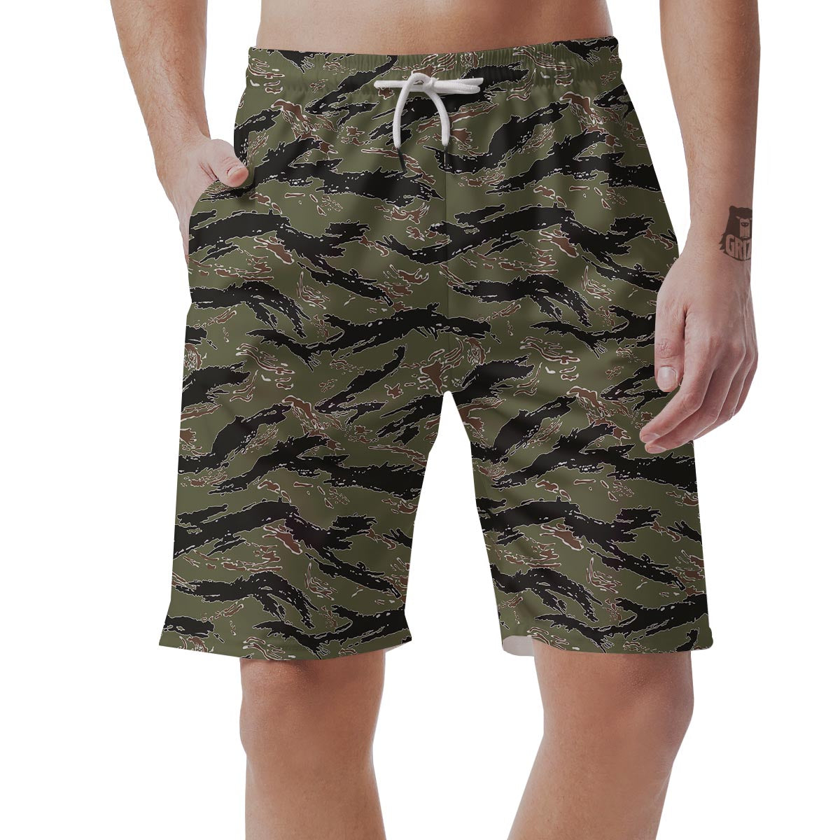 Camouflage Tiger Stripe Print Pattern Men's Shorts