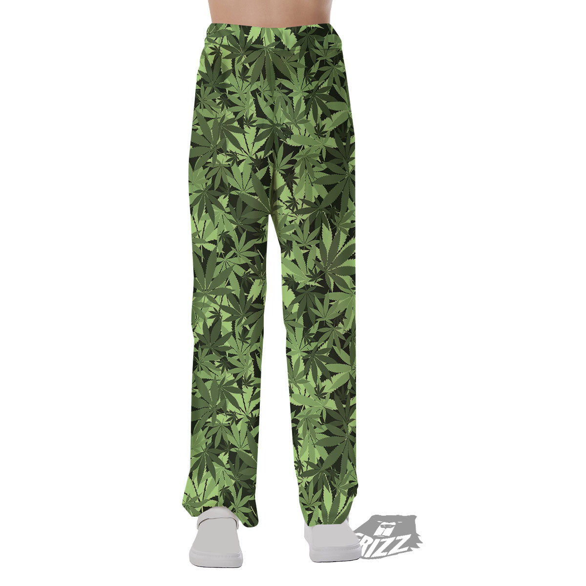 Cannabis Leaf Green Print Pattern Pajama Pants