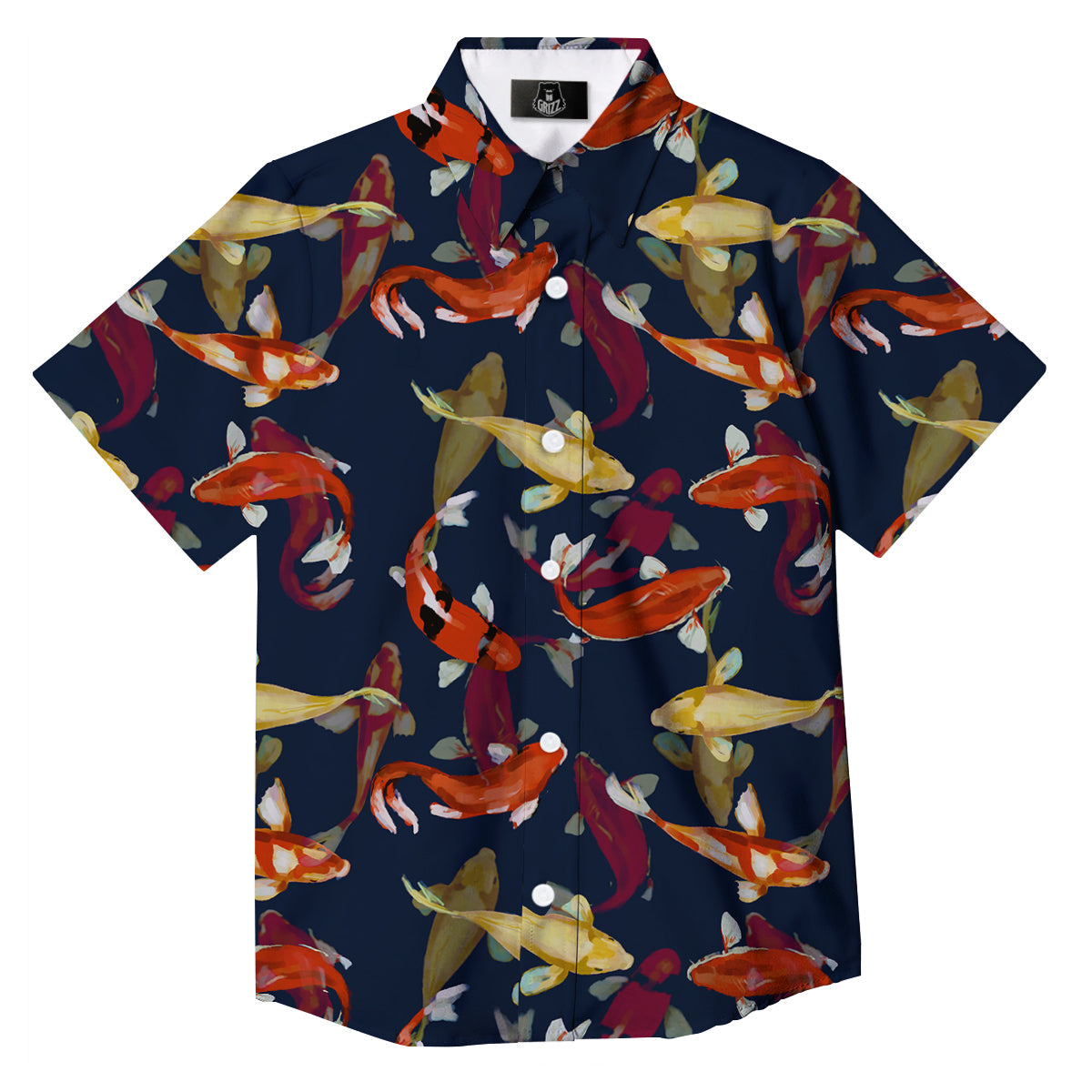 Carp Fish Koi Watercolor Print Pattern Button Up Shirt