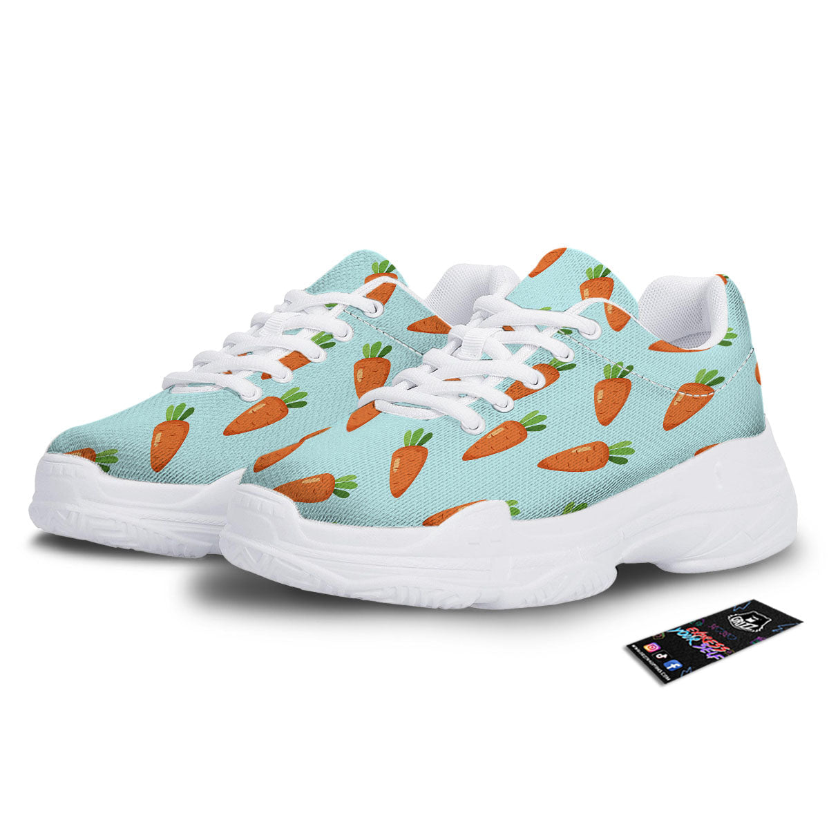 Carrot Print Pattern White Chunky Shoes