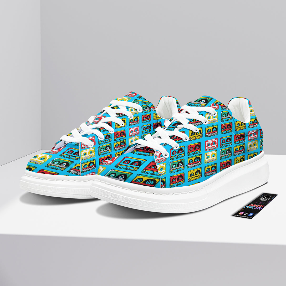 Cassette Colorful Print Pattern Platform Shoes