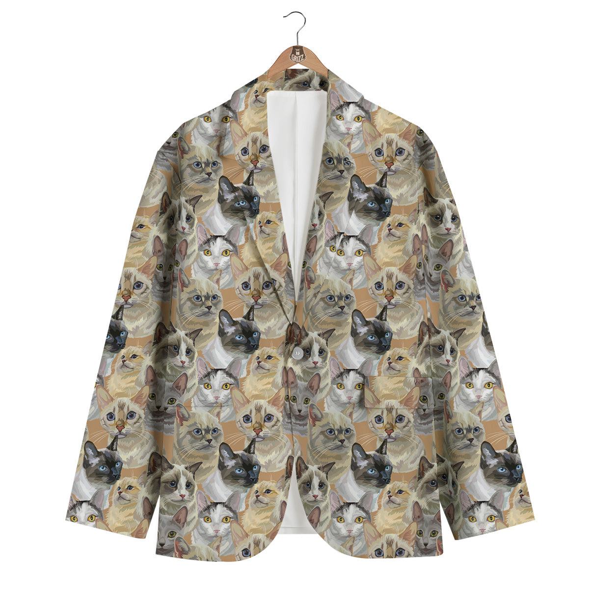Cats Portrait Print Pattern Men's Blazer