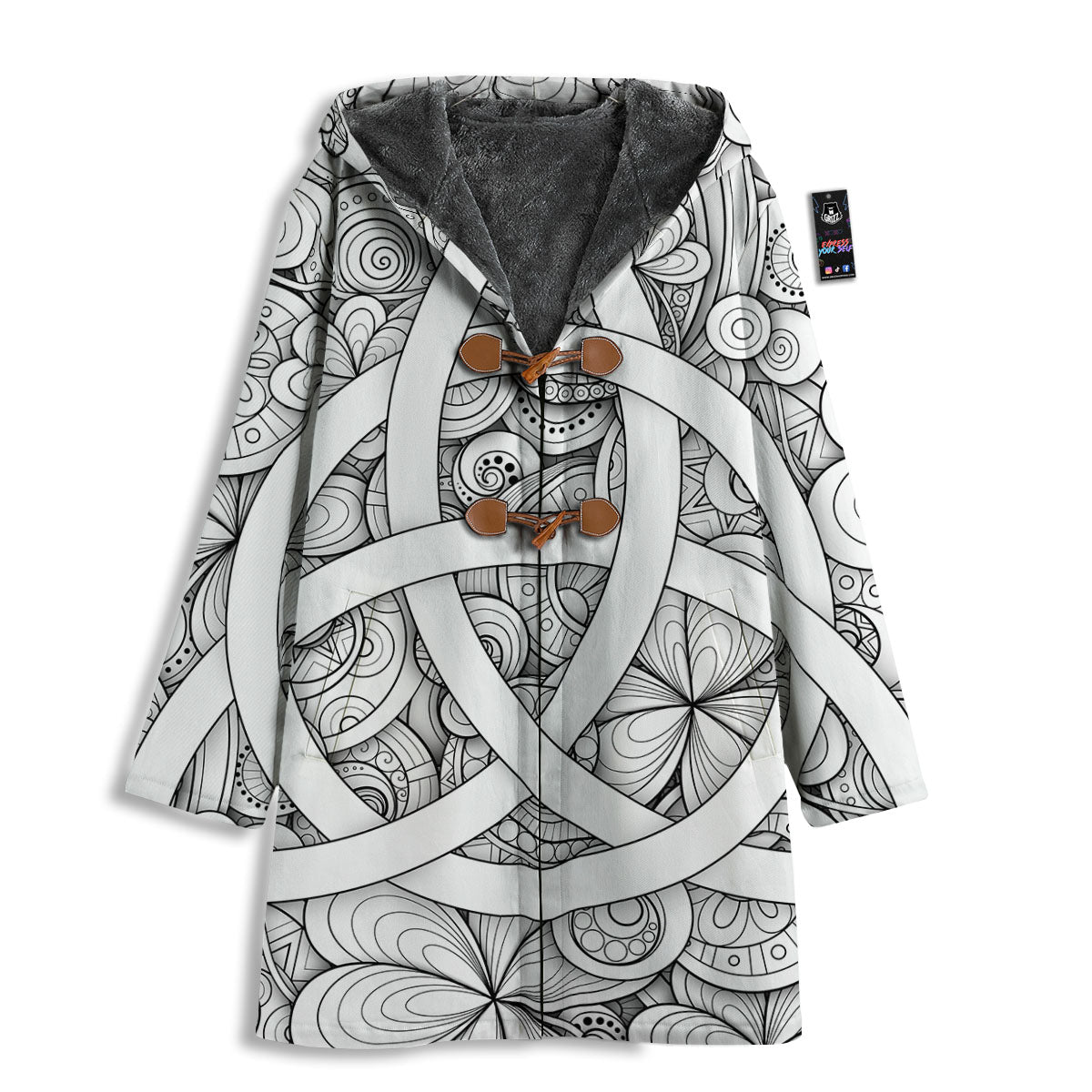 Celtic Trinity Knot White Symbol Print Men's Windbreaker Jacket