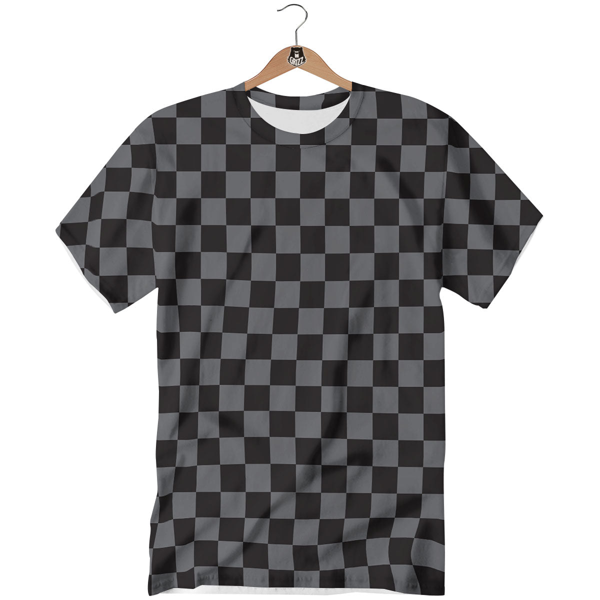 Checkered Black And Grey Print Pattern T-Shirt