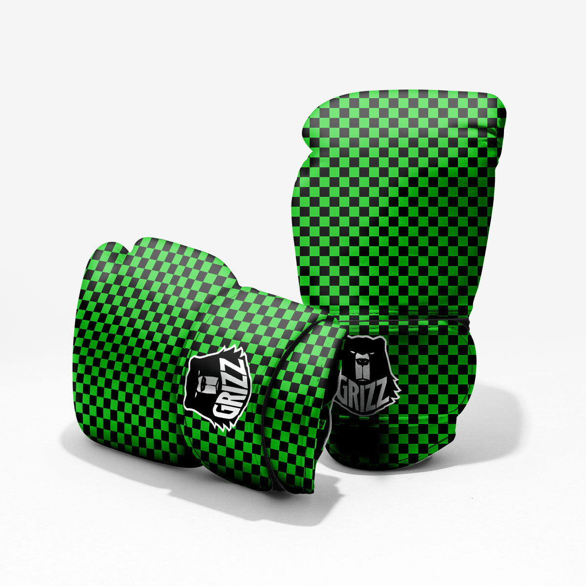 Checkered Green And Black Print Pro Boxing Glove