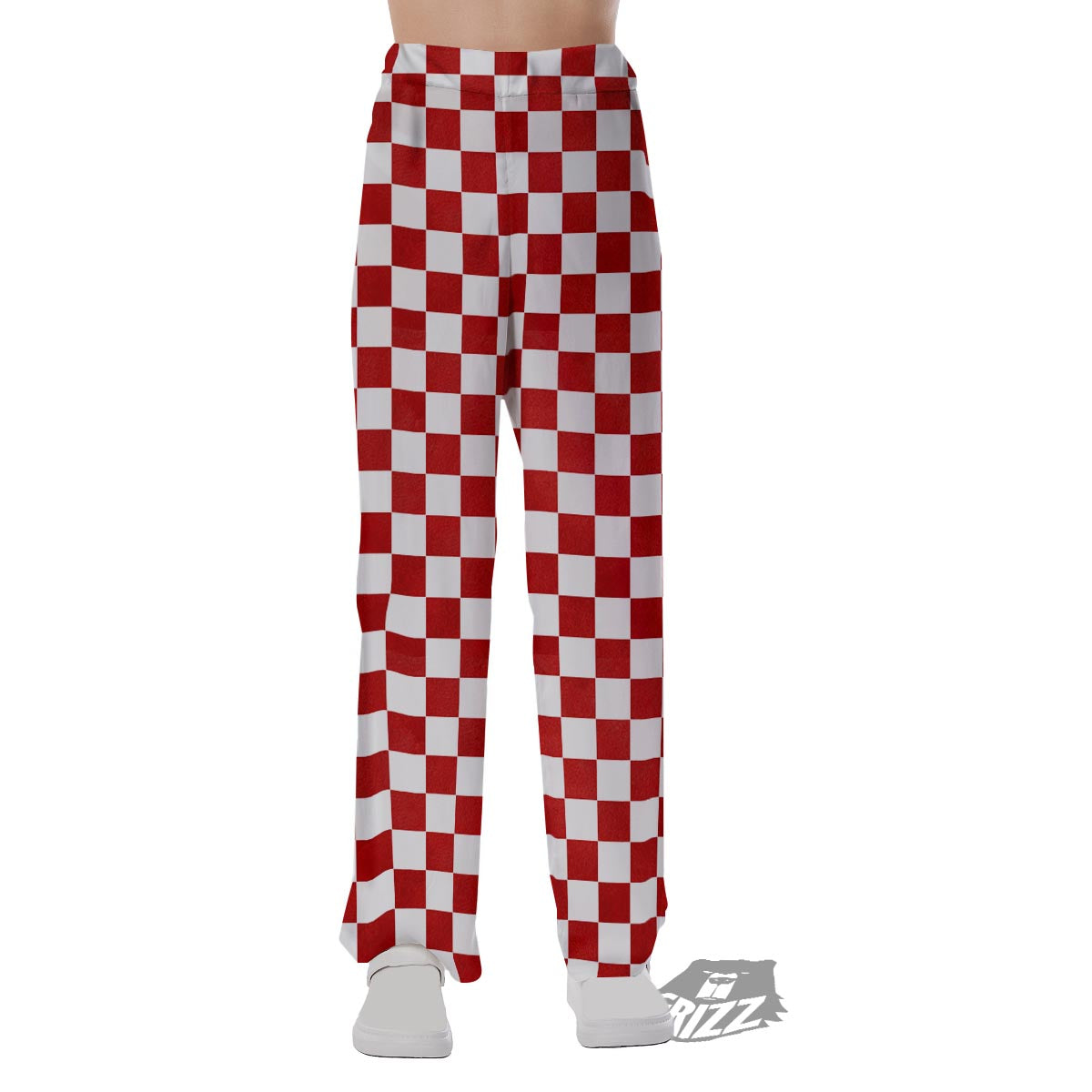 Checkered White And Red Print Pattern Pajama Pants
