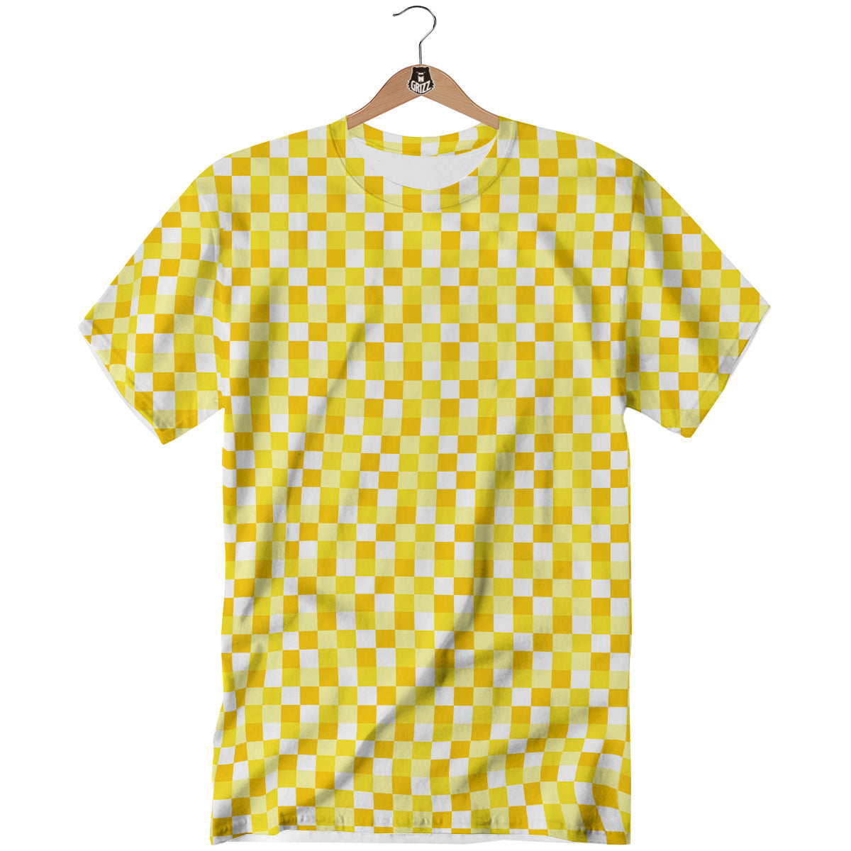 Checkered Yellow And White Print Pattern T-Shirt