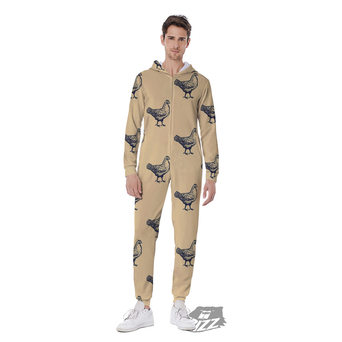 Chicken Hand Drawn Print Pattern Men's Jumpsuit