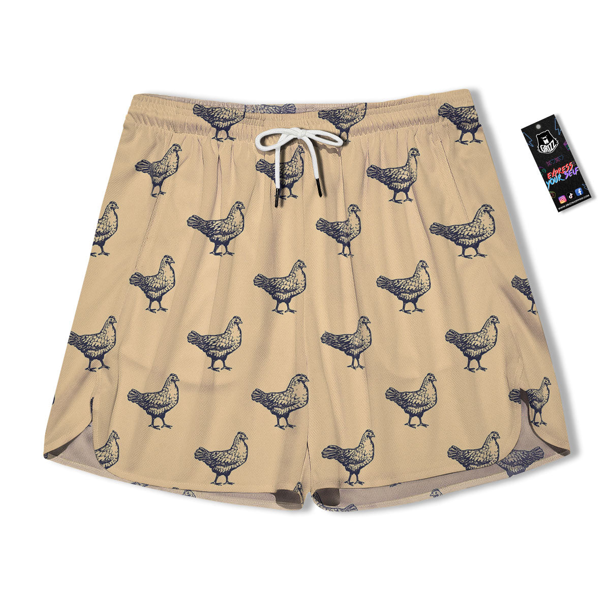 Chicken Hand Drawn Print Pattern Men's Running Shorts
