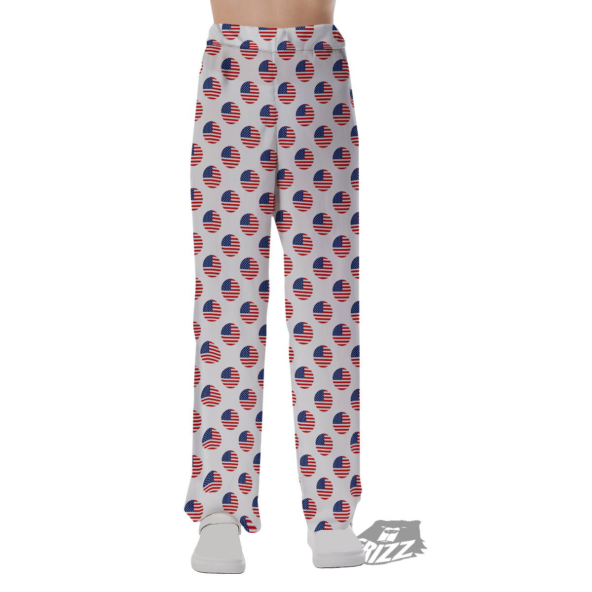 Circle Flag American Print Pattern Pajama Pants