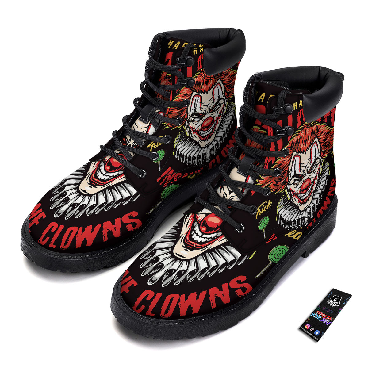 Clown Halloween Print Boots